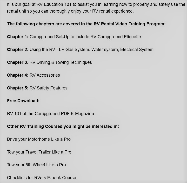 RV Training for RV Renters & RV Rental Company Customers – RV 101® – RV ...